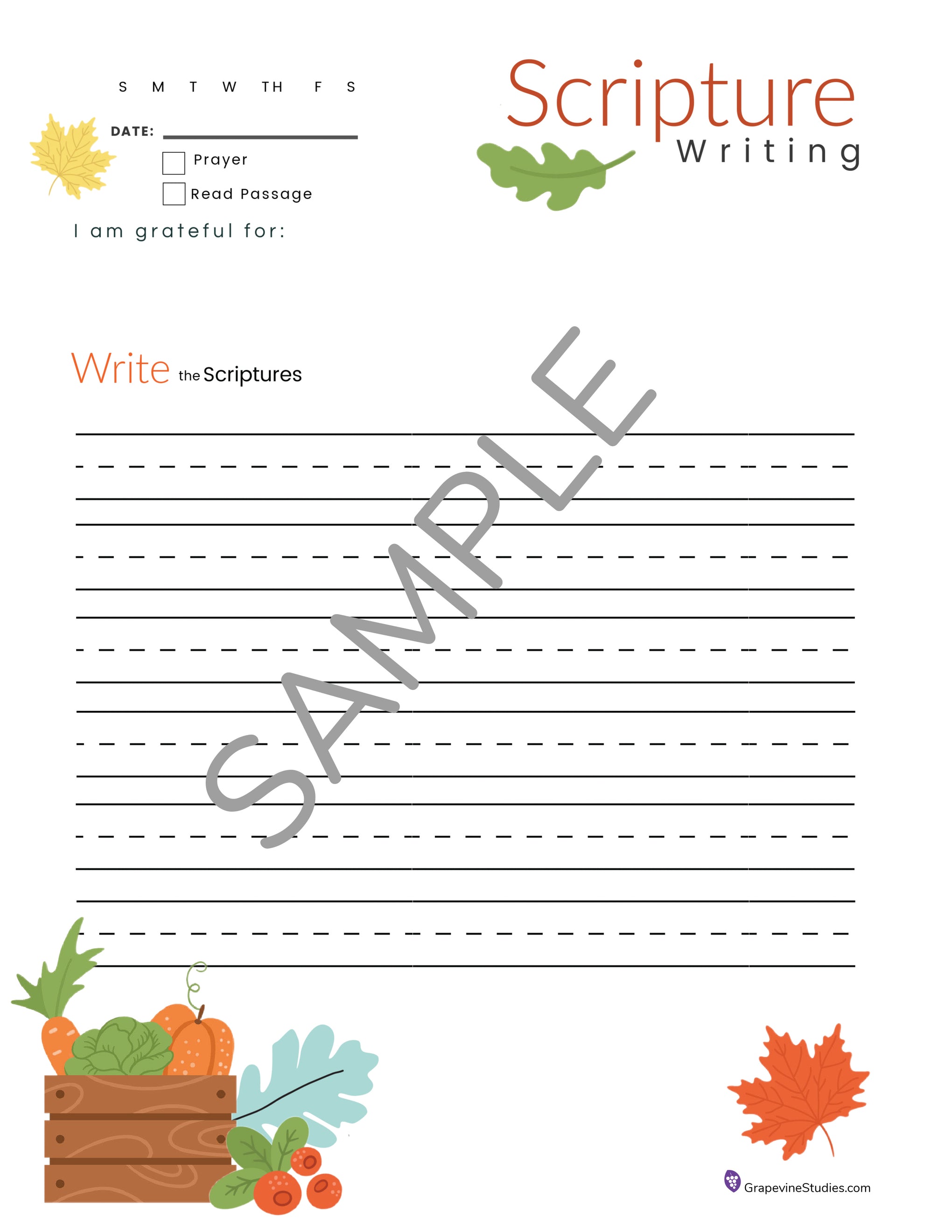 Thanksgiving Scripture Reading & Writing Journal - Kids - Digital ...